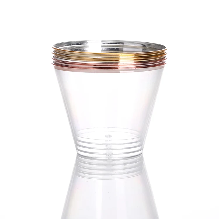 Ready To Ship 9oz Plastic Gold Rim Cups Disposable Cup - Buy Gold Rim ...