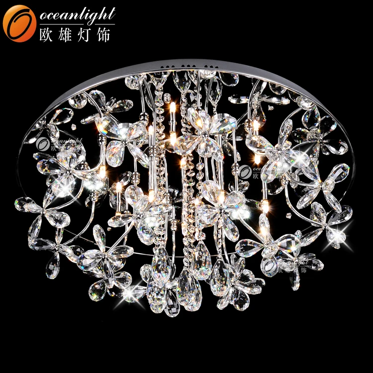 Crystal Drop Ceiling Light Florwer Shape Modern Hanging Lamp Om66003 ...