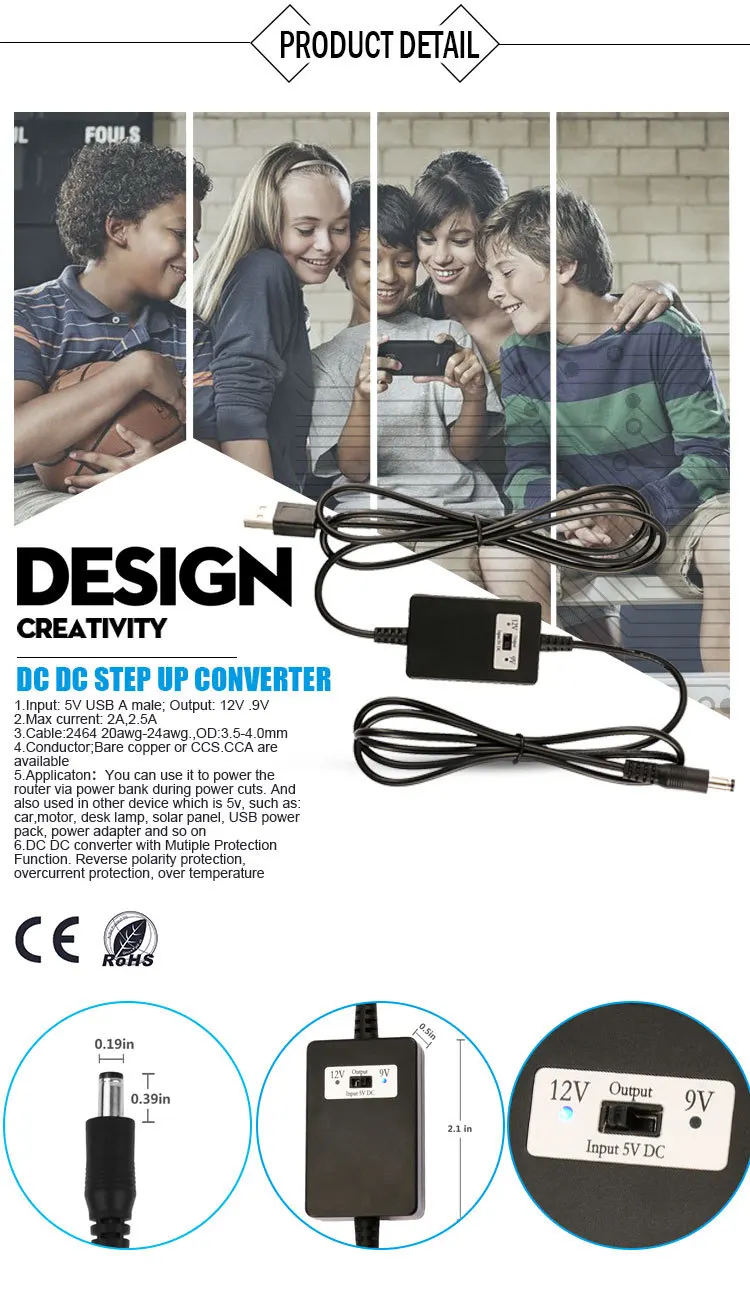 Use For Wifi Modem Fans Dc 5525 Step Up Cable Dc Output Switch Control ...