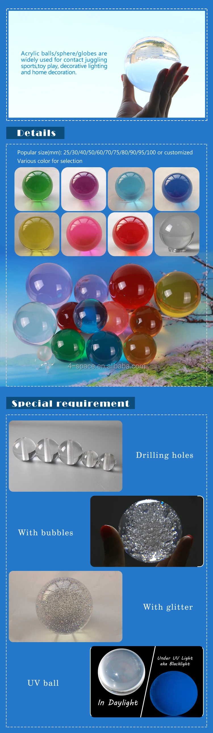 Crystal Clear 30mm Solid Acrylic Ball With Hole For Wedding Decoration ...