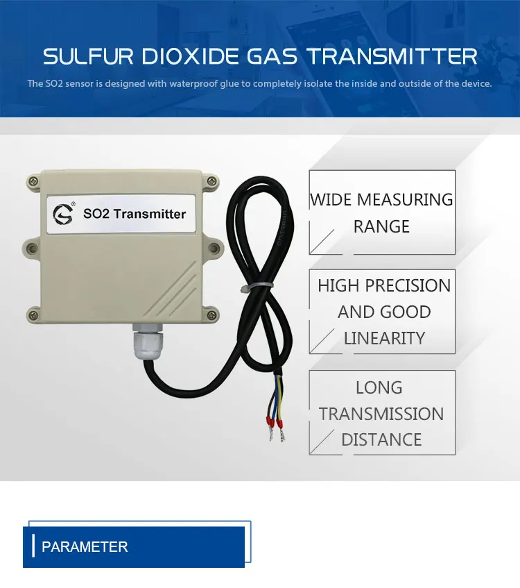 High Sensitivity SO2 Gas Sensor - RS485 4-20ma Output