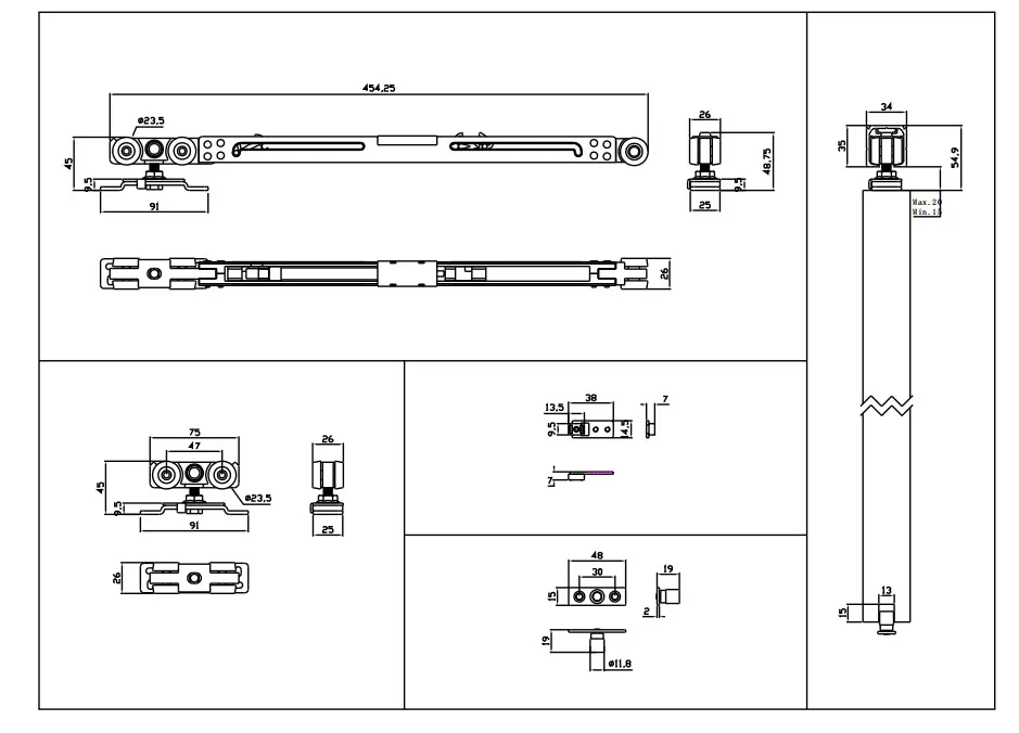 Double Soft Closing Sliding Door Track Roller Damper Hanging Roller ...