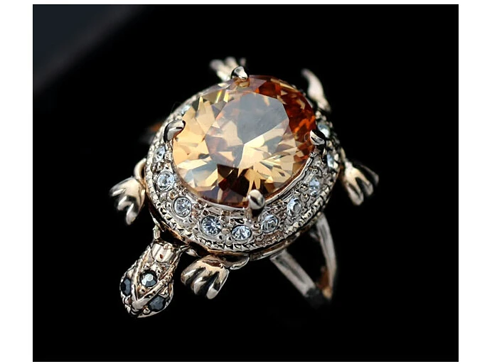 Gold Gemstone Tortoise Finger Ring Golden Noble Topaz Gemstone Tortoise ...