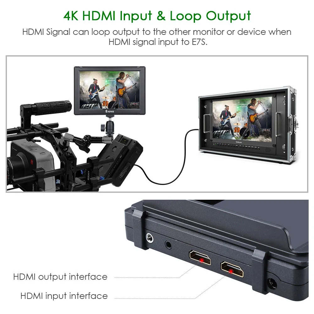 Eyoyo E7s 7 Inch On Camera Field Monitor 1920x1200 Ips Display Supports ...