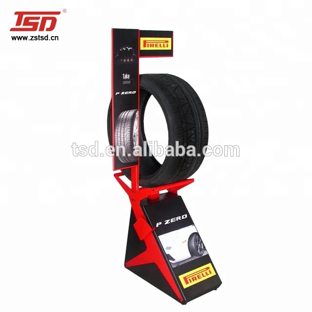 Custom Retail Store Pos Metal Single Car Tire Display Stand