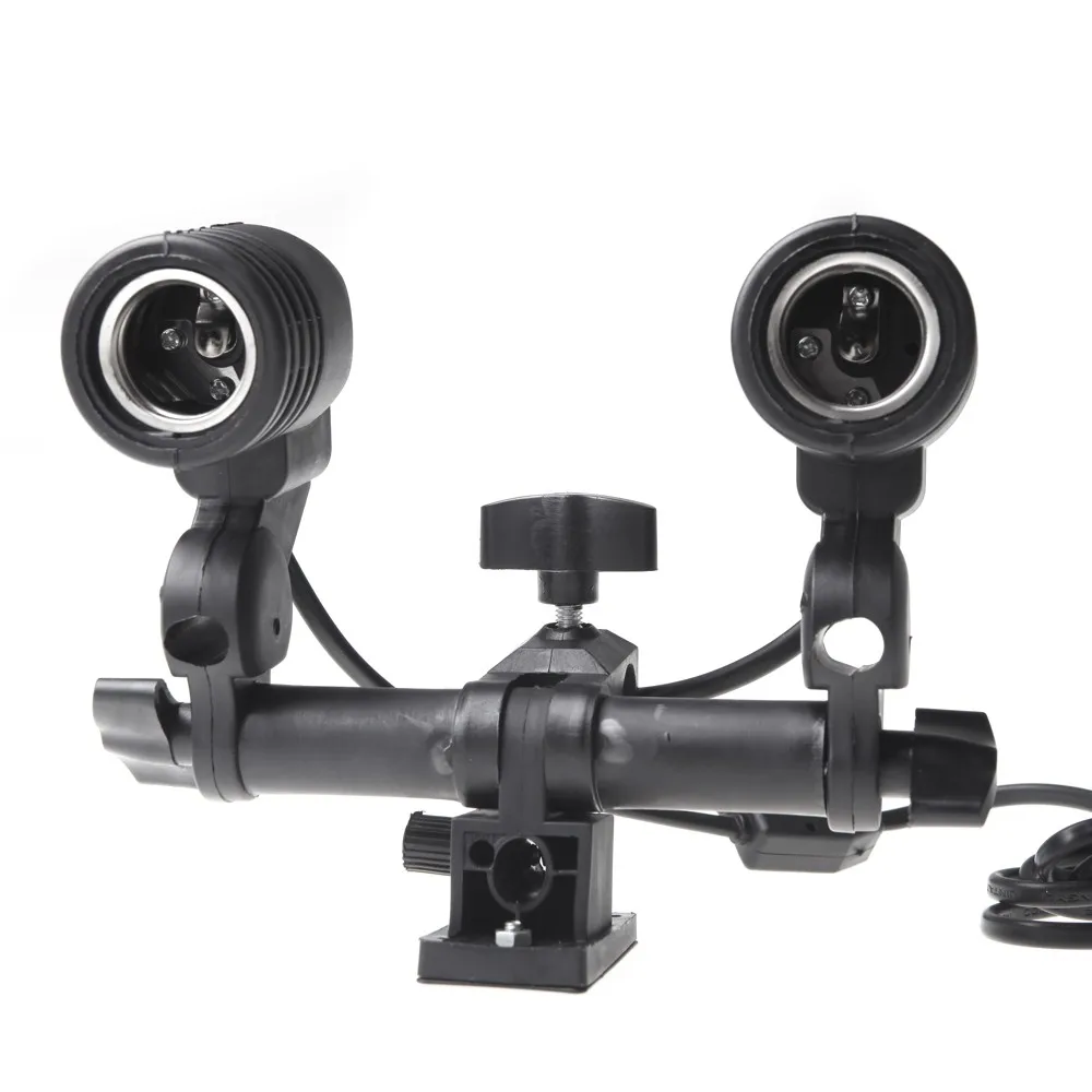 Studio Dual Twin Lamp Bulb Holder E27 Socket Slave Swivel Bracket Light ...