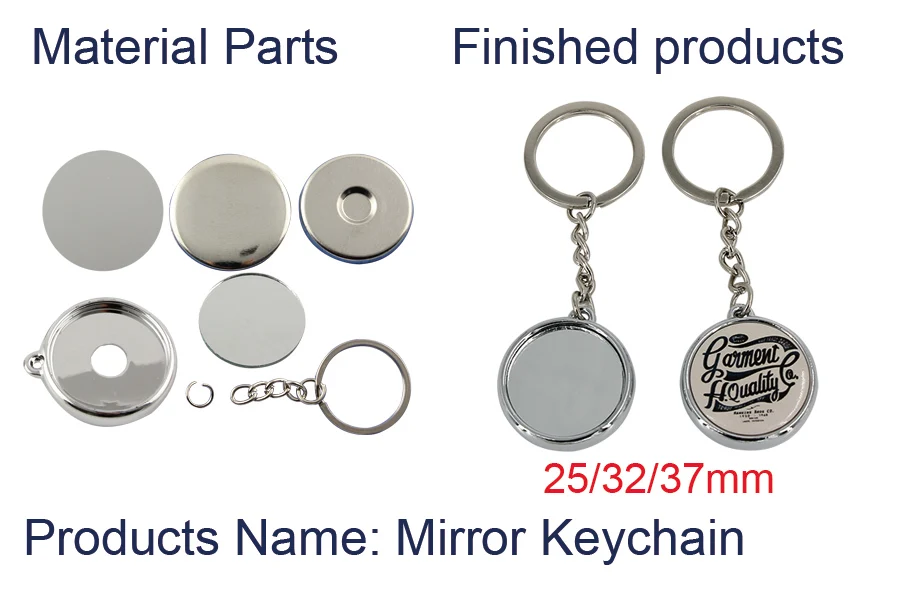 1" 25mm Blank Mirror Keychain Button Badge Material Components Parts ...