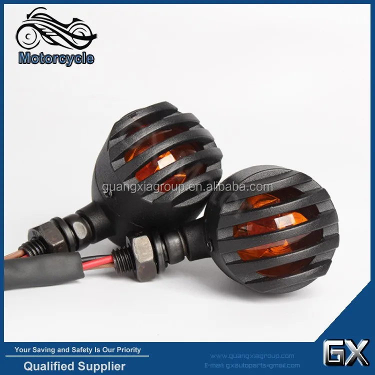 Metal Led Grilled Vintage Custom Motorcycle Mini Bullet Turn Signal ...