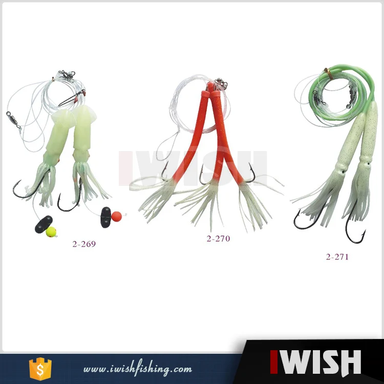 Soft Tubes Luminous Squid Lure Custom Saltwater Sea Fishing Rigs ...