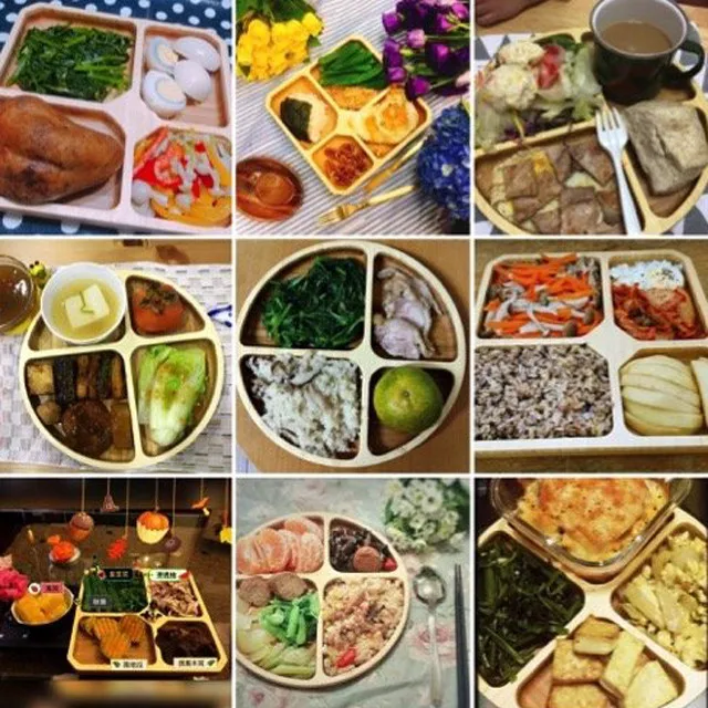 Round Dish Healthy Separation Plate,Cereals,Cegetables,Protein,Keep ...