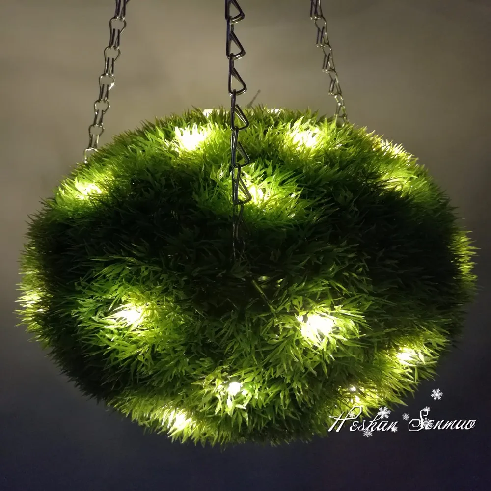 Plastic Plant Grass Ball Artificial Hanging Topiary Grass Ball With Led ...