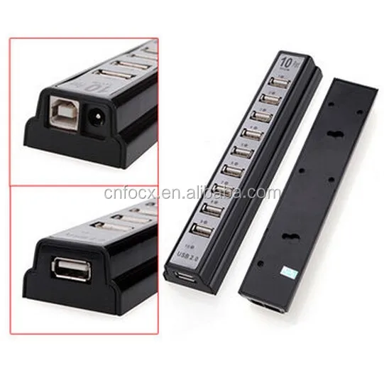 New 10 Ports Usb Hub 2.0 High Speed With Power Adapter / 10-port Usb 2. ...