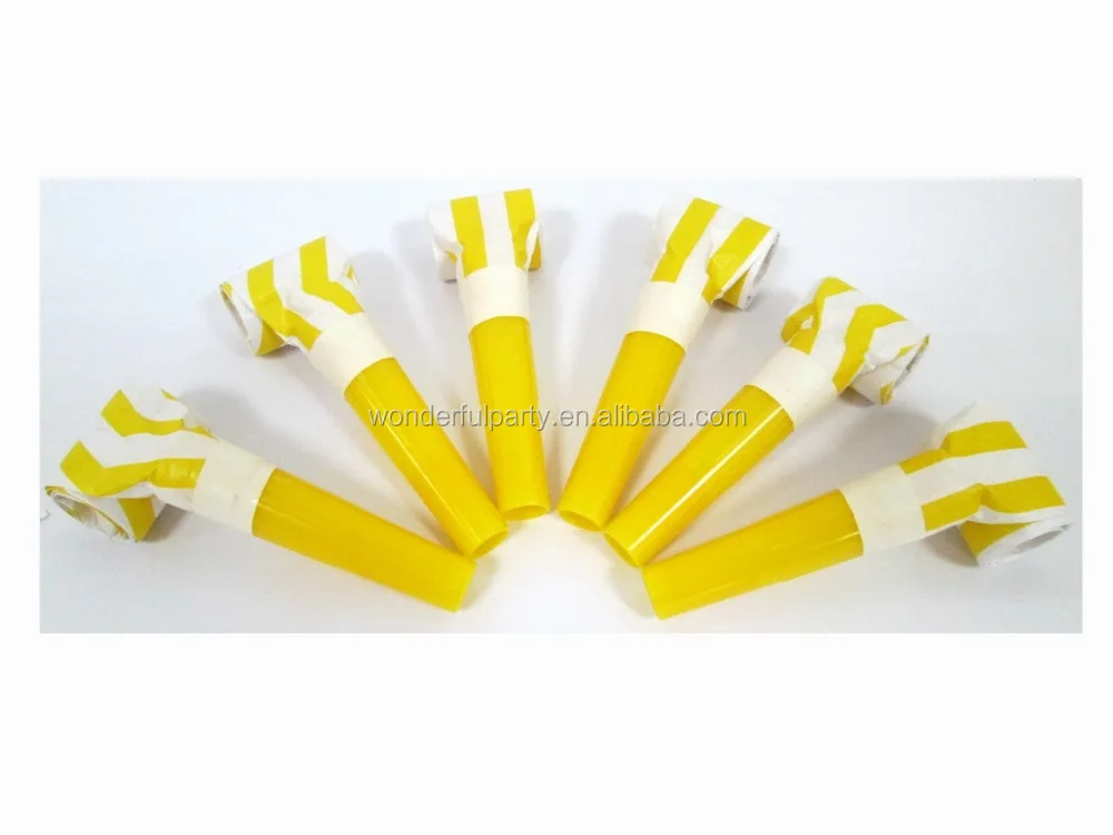 Yellow Stripe Blowout Paper Whistles Outdoor Party Supplie - Buy ...
