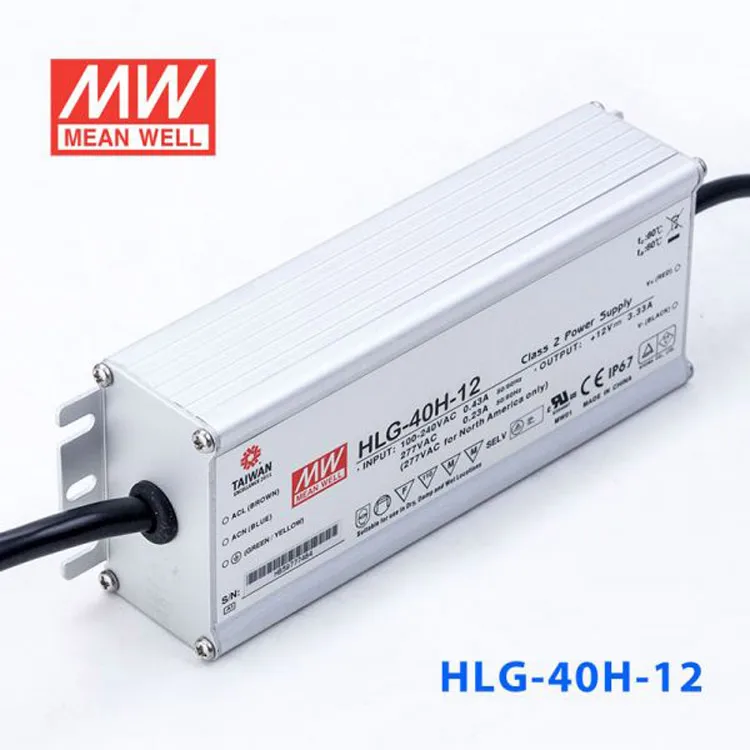 Mean Well Hlg-40h-12 40 Watts 36w 3a Single Output Drivers 220v Ac 12v Dc Adapter Meanwell Power ...