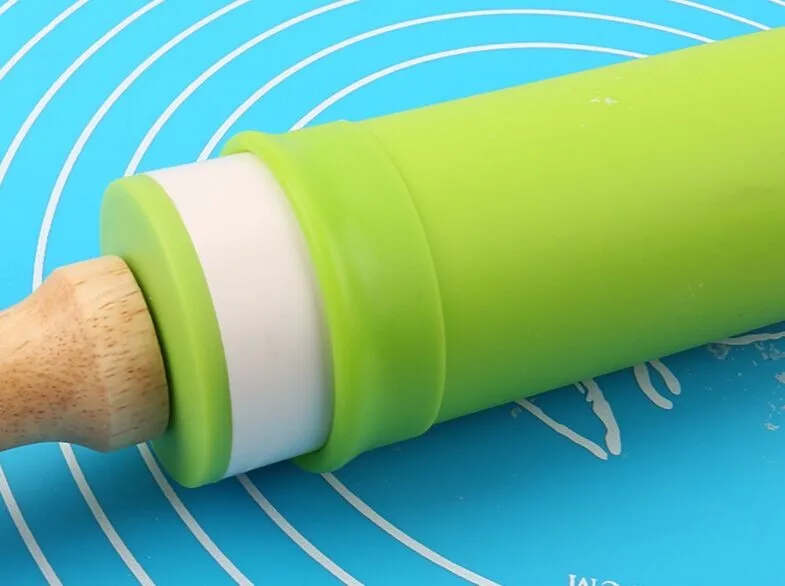Colorful Large Silicone Rubber Rolling Pin Adjustable With Wooden ... Colorful Large Silicone Rubber Rolling Pin Adjustable With Wooden ...