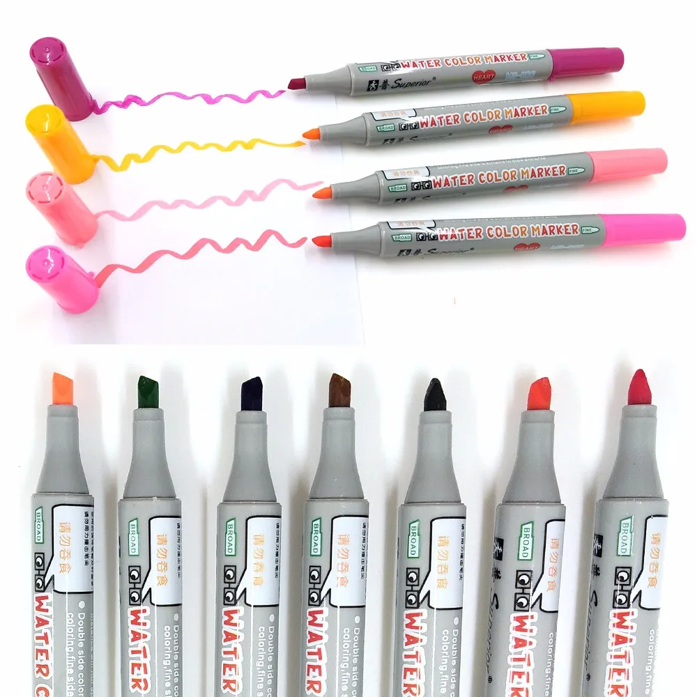 12pcs Double Tip Water Color Pen,Headed Marker Pen - Buy 12colors ...
