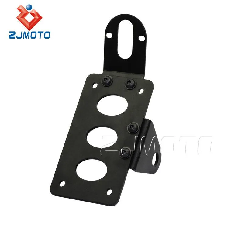 Black Side Mount Motorcycle Brake Tail Light License Plate Bracket For ...