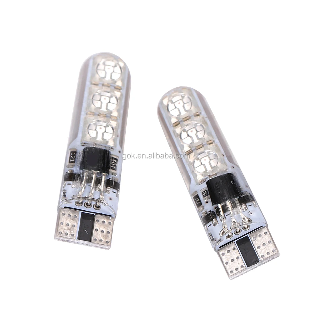 2pcs T10 Rgb Led W5w Bulb T10 6smd 5050 Led 194 168 Car With Remote Controller Flash/strobe ...