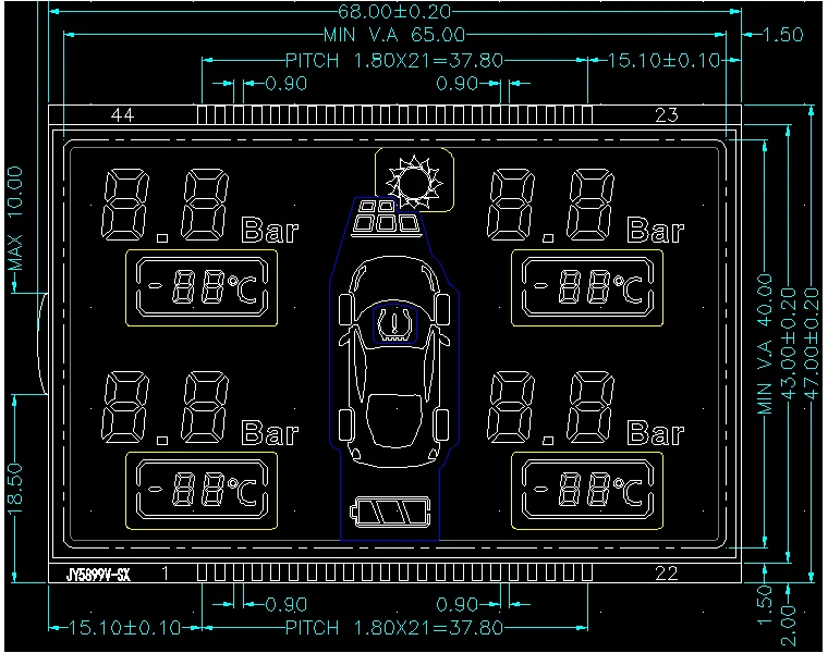 Custom Customized 7 Segment Va Negative Transmissive Lcd Display 4.5v Operating Voltage White ...