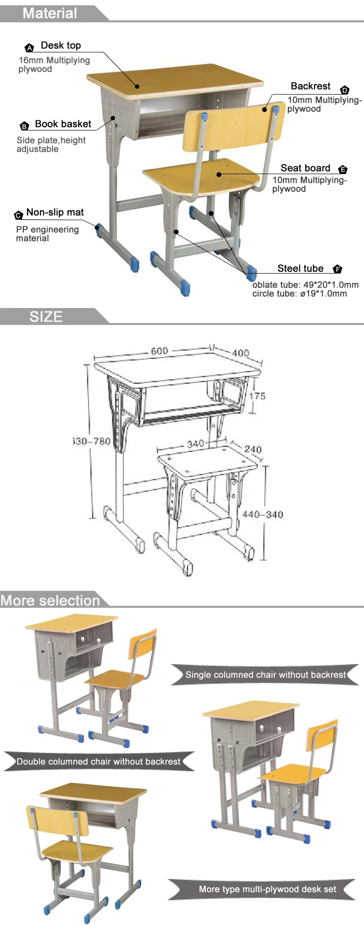 Standard Weight And Length Modern School Classroom Chair Desk - Buy ...