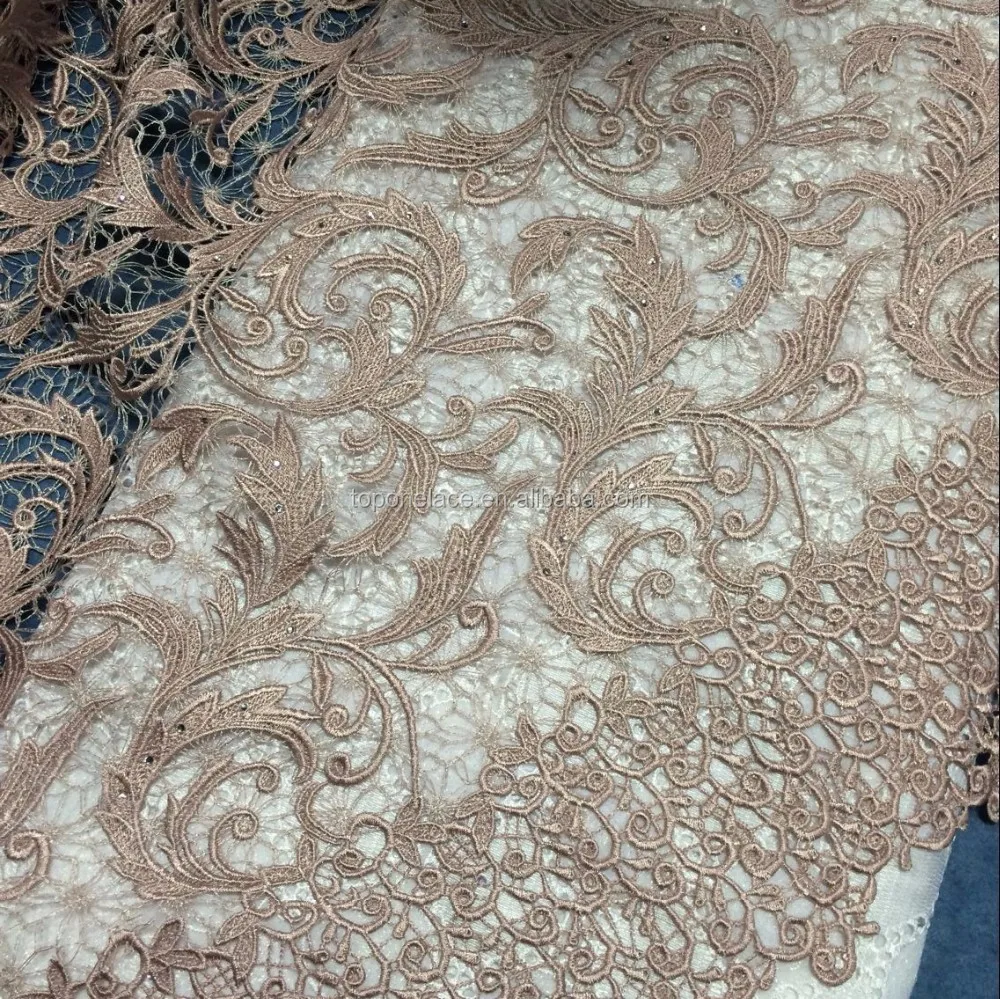 Beaded Chemical Lace Embroidery Fabric Lace Dubai Water Soluble Lace ...