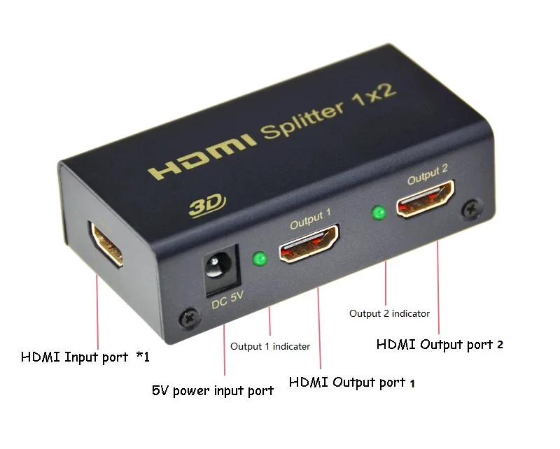 Aikexin 1x2 Hdmi Splitter 1 In 2 Out Support 3d Cec Hdcp,Hdmi 1.4 1 To ...