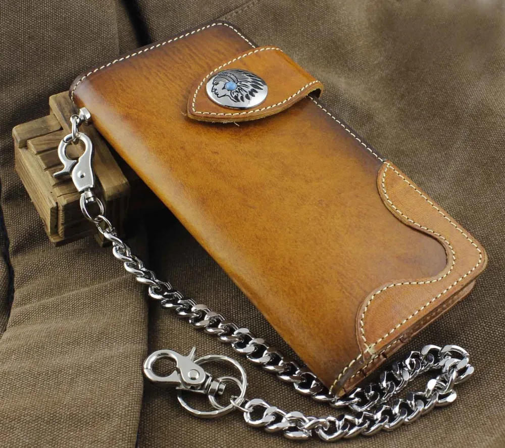 Custom Leather Biker Wallet With Chain | semashow.com