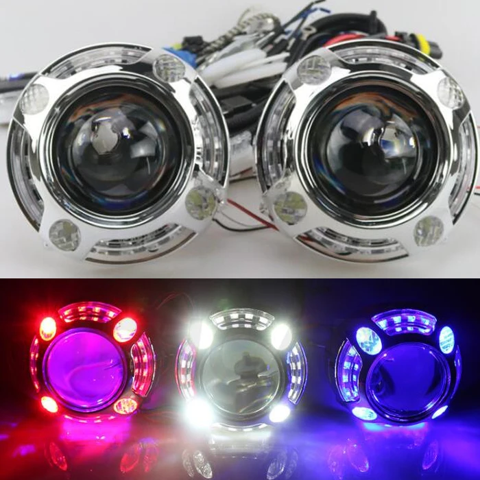 3 Inch White Red Blue Hid Projector Lens Panamera Led Angel Eyes Shroud ...