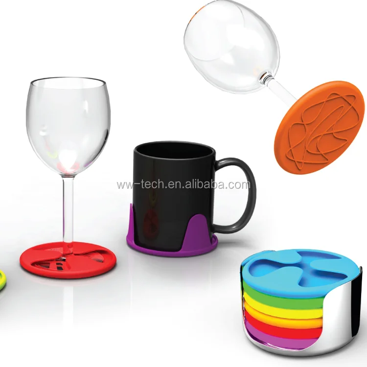 Silicone Wine Glass Grip Coaster Mats - Sustainable & Convenient
