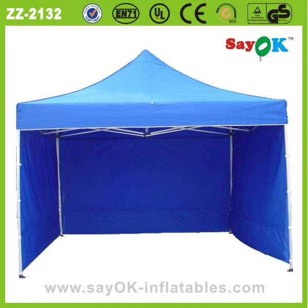 Cheap Folding Tent Blue Three Side Walls Iron Frame Folding Tent Gazebo ...