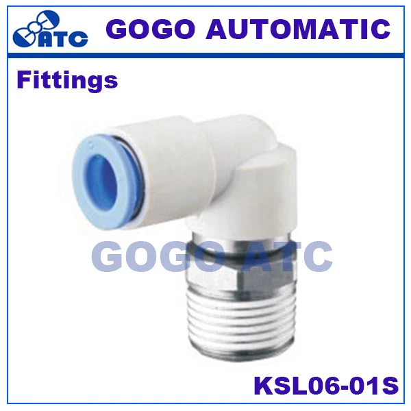 SMC Type High Quality Fitting KSL06-01S O.D6mm Thread Rc1/8 Male Elbow ...