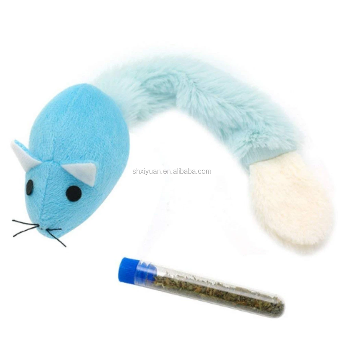 Pet Cat Long Tail Mouse Toy With Catnip Plush Teaser Interactive Play ...