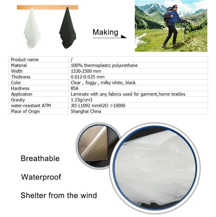 Thinner Clear Breathable Polyurethane Tpu Film Membrane For Fabric ...