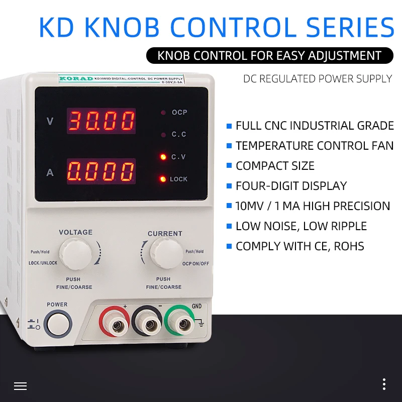 Kd3005d High Precision Laboratory Digital Adjustable Linear Dc Power Supply 30v 5a 0.01v 0.001a ...