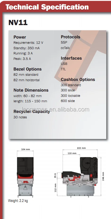 Itl Nv11 Note Recycler Banknote Validation Bill Validator Nv11 Bill ...
