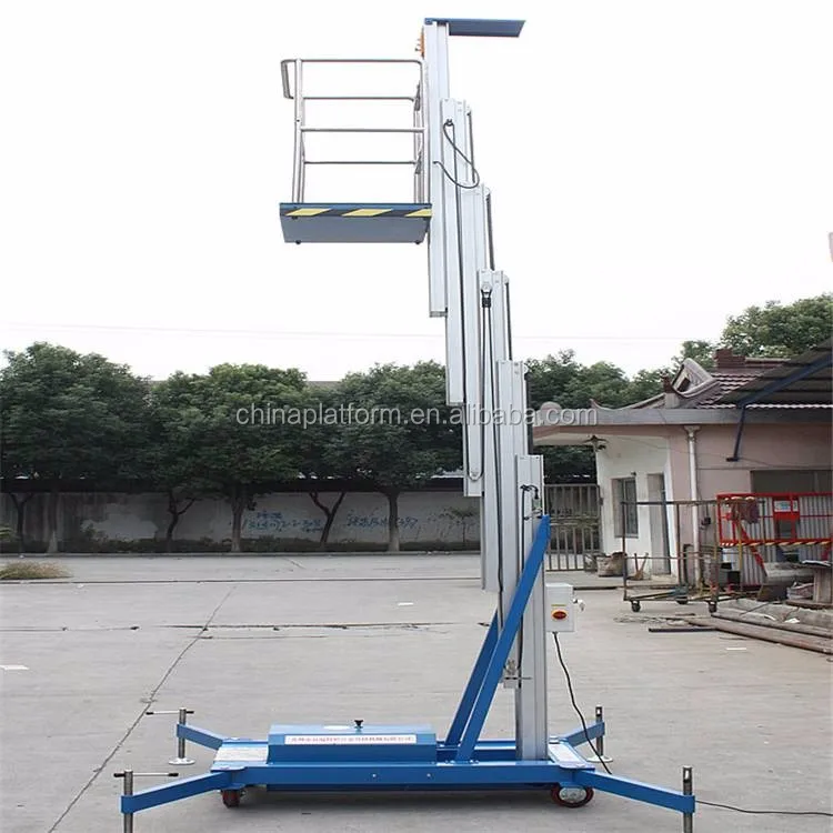 Electric Single Column Mobile Aluminum Vertical Mast Lift Indoor Man ...