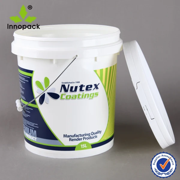 15 Liter Plastic Pail,15kg Paint Packaging Bucket With Iml Printing ...