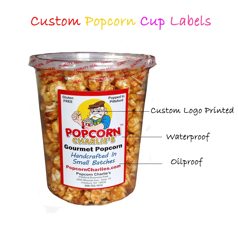 Custom Logo Printed Waterproof Adhesive Popcorn Cup Packaging Label ...