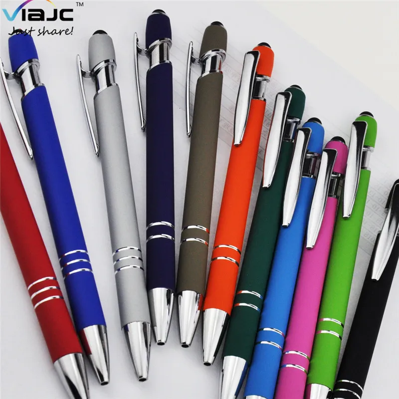 Promotional Metal Barrel Rubber Ballpoint Pen With Stylus Smartphone Touch Personalized Logo ...