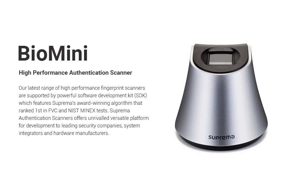 Suprema Biomini Plus 2 USB - Biometric Fingerprint Reader