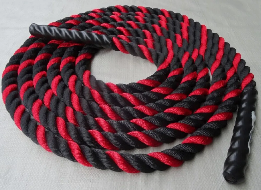 2 In 30ft Red And Black Polyester 3 Strand Twisted Battle Ropes - Buy ...