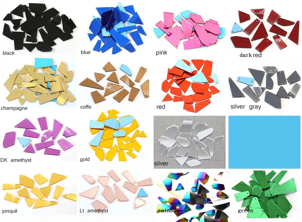 Flat Back Rhinestone Gem Acrylic Mirror Sew on Beads