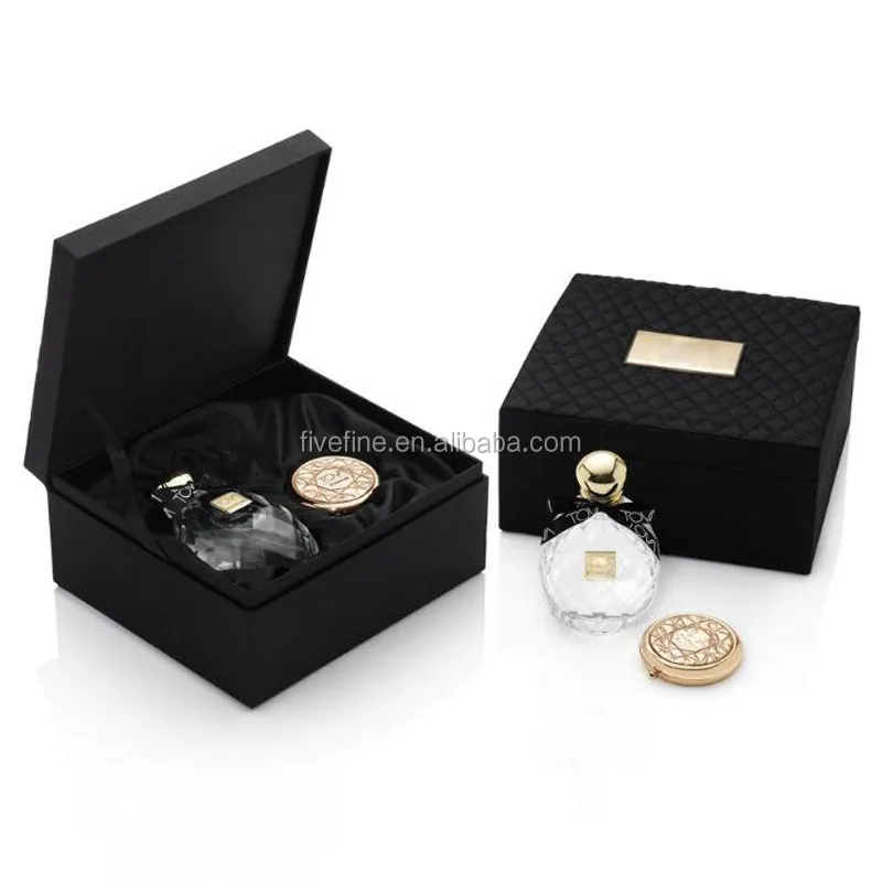 Kotak Parfum Hitam Kulit Kerang Mewah Dengan Logo Stempel Emas - Buy ...