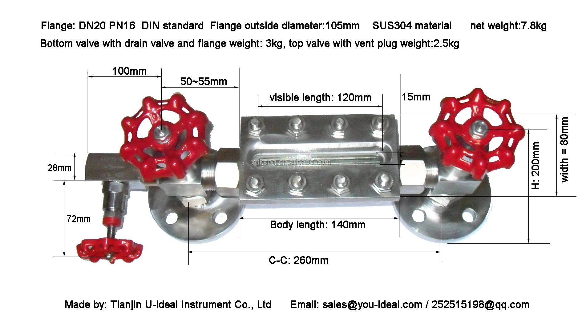 Transparent -reflex Glass Water Level Gauge Or Level Gage - Buy Tank ...