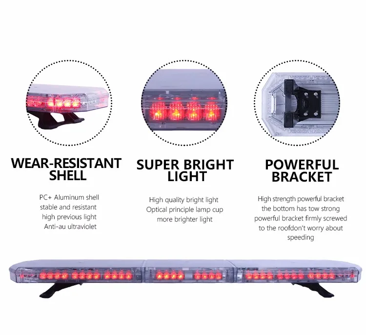 Police Red Warning Lightbar Strobe Flashing Emergency Light Bar - Buy ...