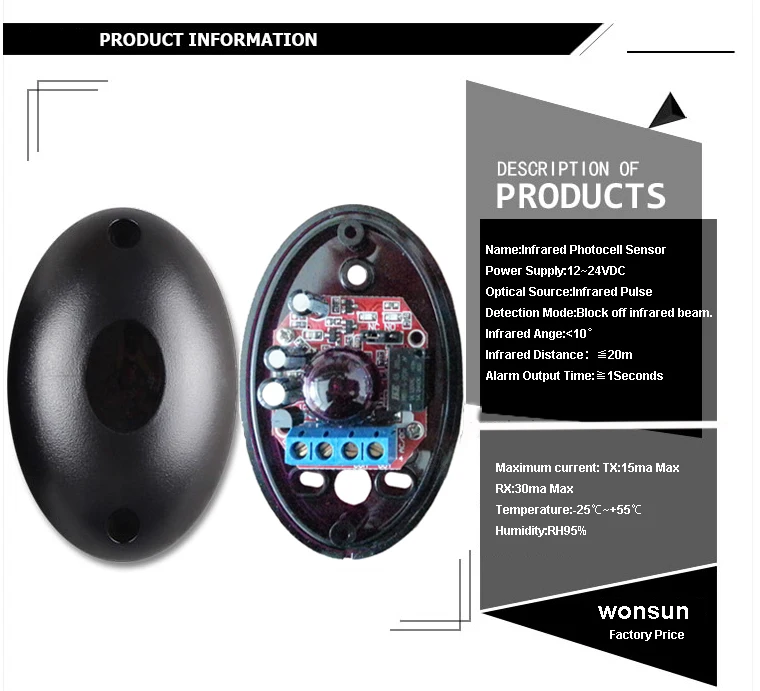 12 Volt Photocell Beam Sensor for Doors AGO-20 - Secure & Reliable