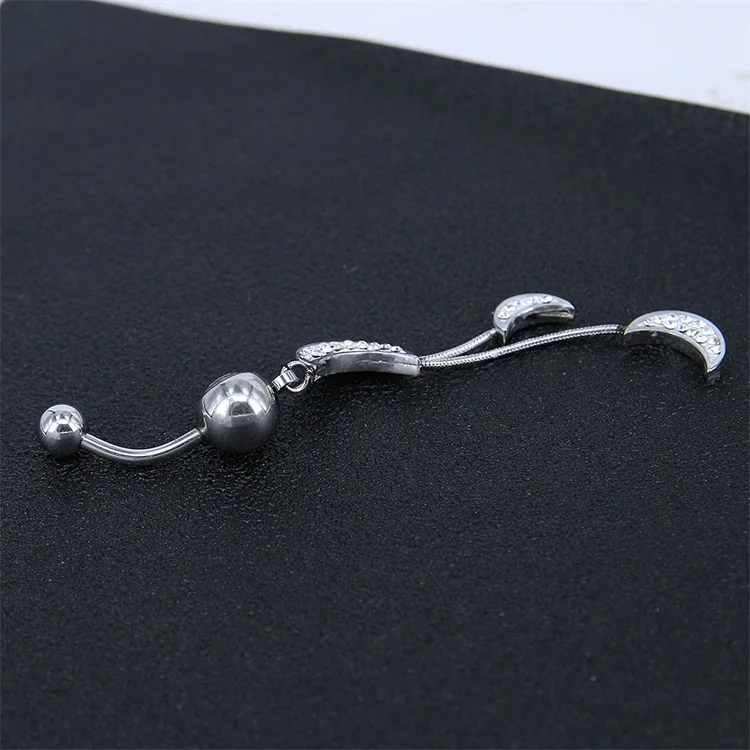 Surgical Steel Penis Navel Piercing Moon Pendant Rings