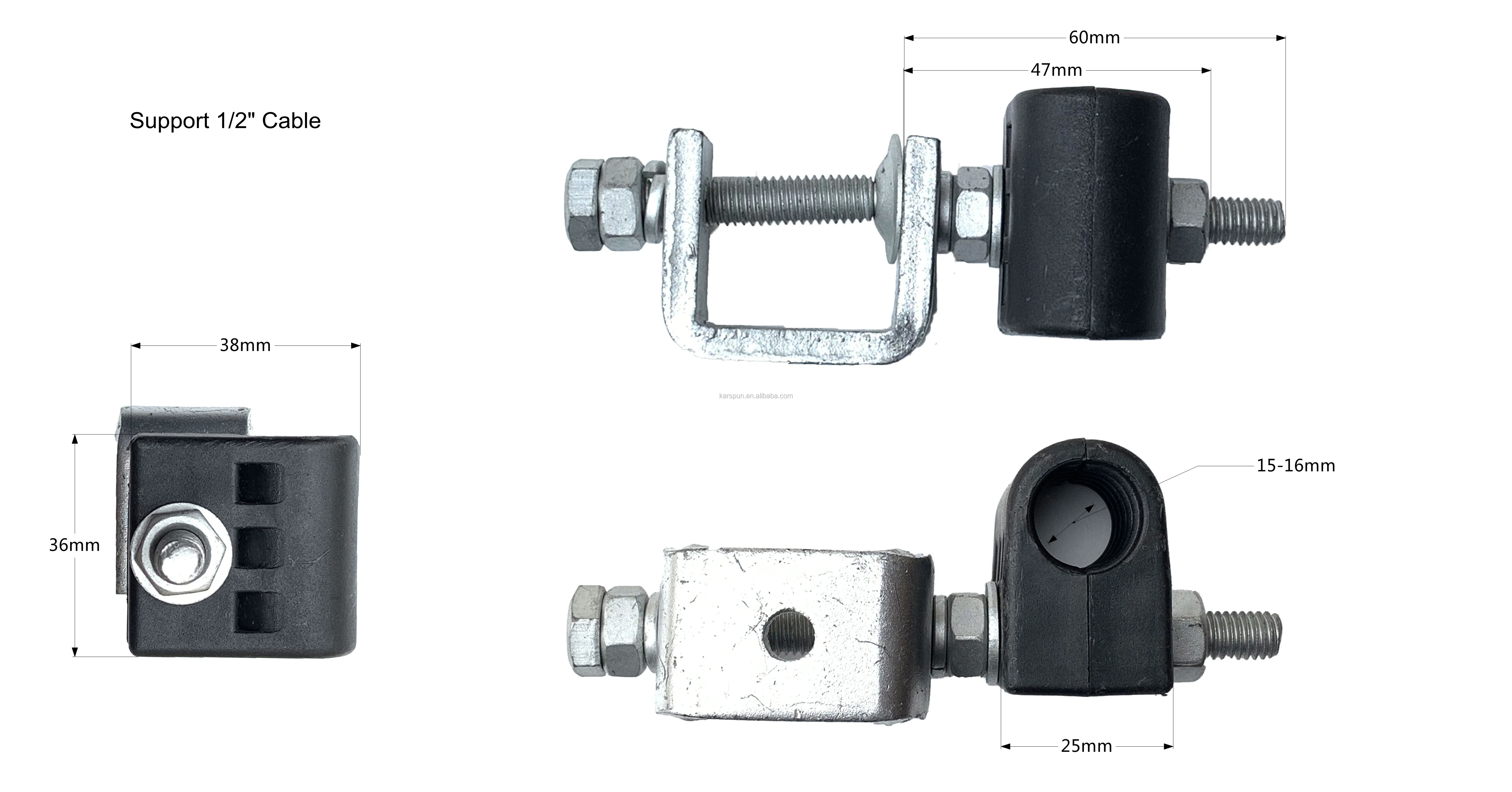 Single Hole 1/2 Cable Clamp For Telecom Cable Installation 15-16mm Hole ...