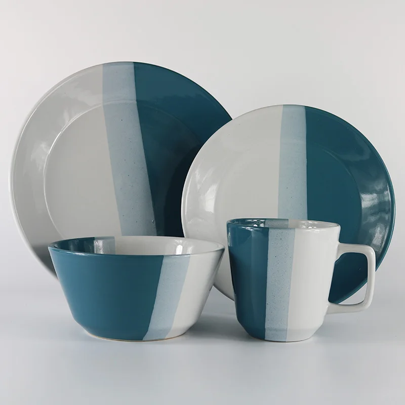 China Factory Two Tone Stoneware Dinnerware Set - Buy Round Dinneware ...