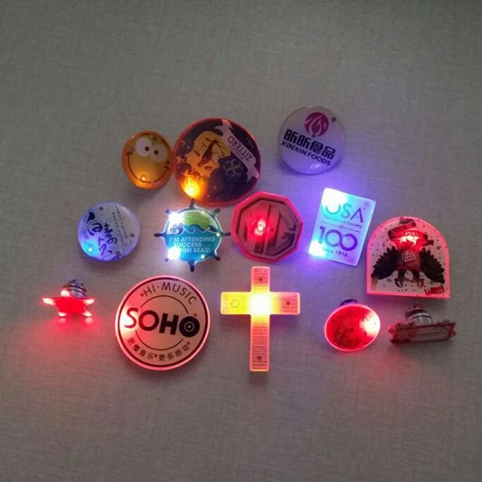 Party Decoration Led Flashing Badge Colorful Light Safety Pin Badge ...